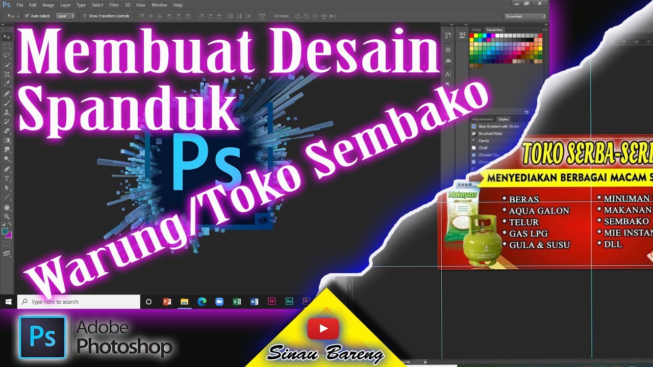 TUTORIAL || CARA MEMBUAT DESAIN SEPANDUK WARUNG/BANNER TOKO SEMBAKO ...