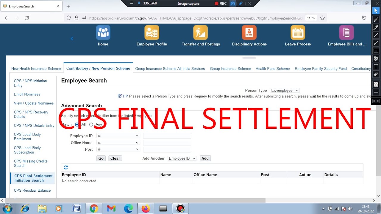 CPS Final Settlement online IFHRMS IN TAMIL - YouTube