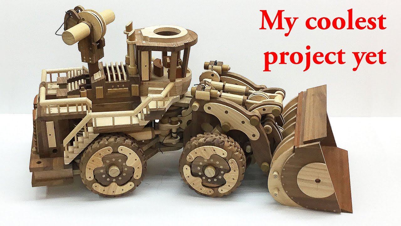 Front end loader wood toy/model. My coolest woodworking project yet ...