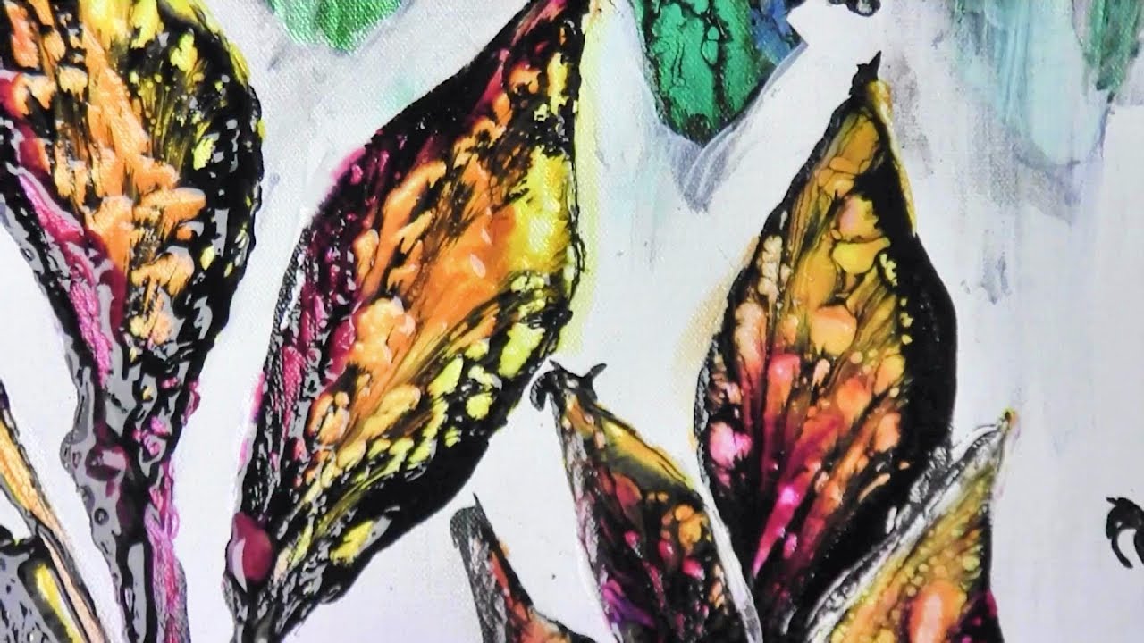 Part 2-Acrylic String Painting fluid Arte with Primary Elements by ...