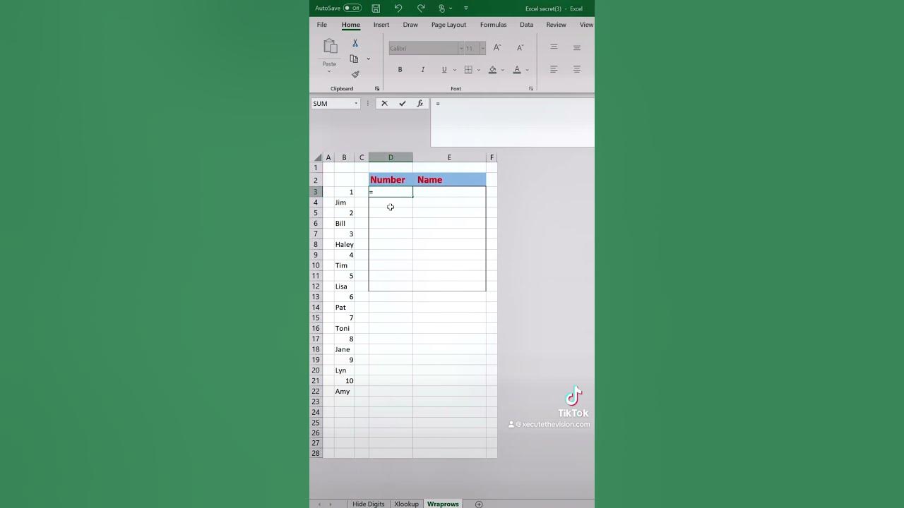 Excel tip how to use wraprows - YouTube