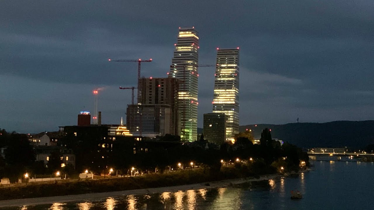ROCHE TOWER LIGHT PROJECTION in Basel, Switzerland - 125 Years ...