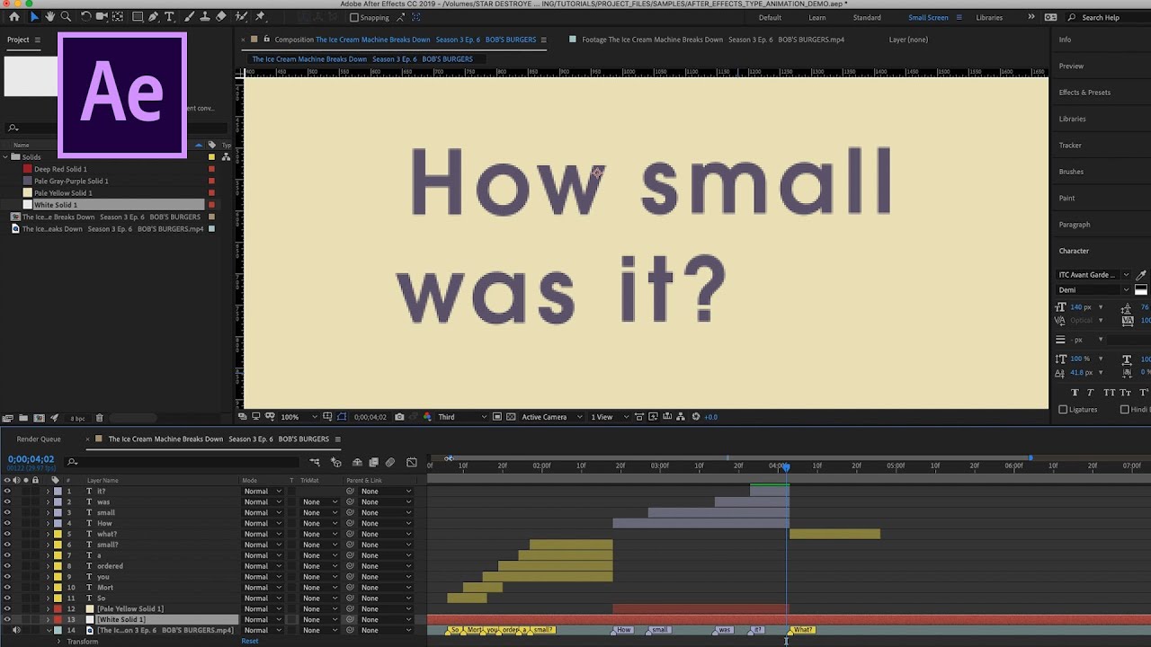 After Effects - Working with Audio: Using Markers and the Type Tool ...