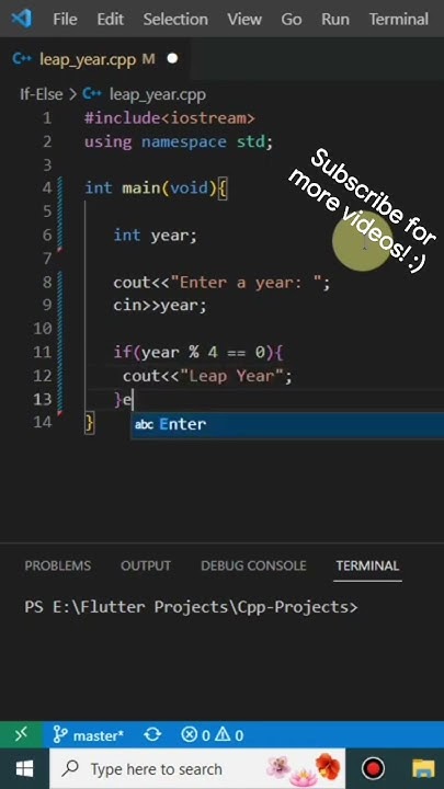 Find leap year in c++ (Vscode) #programming #tutorial #code #cpp #dart - YouTube