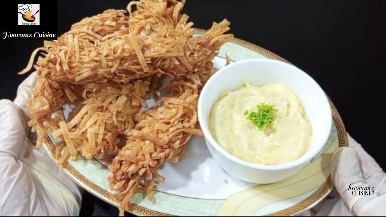 Crispy Thread Chicken With Mayo Garlic Sauce | Make & Freeze | Ramadan ...