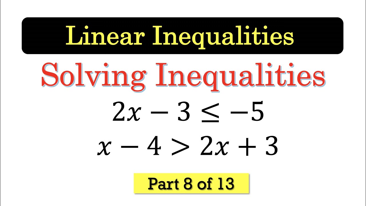 LI08 Solving Linear Inequalities in One Variable - YouTube