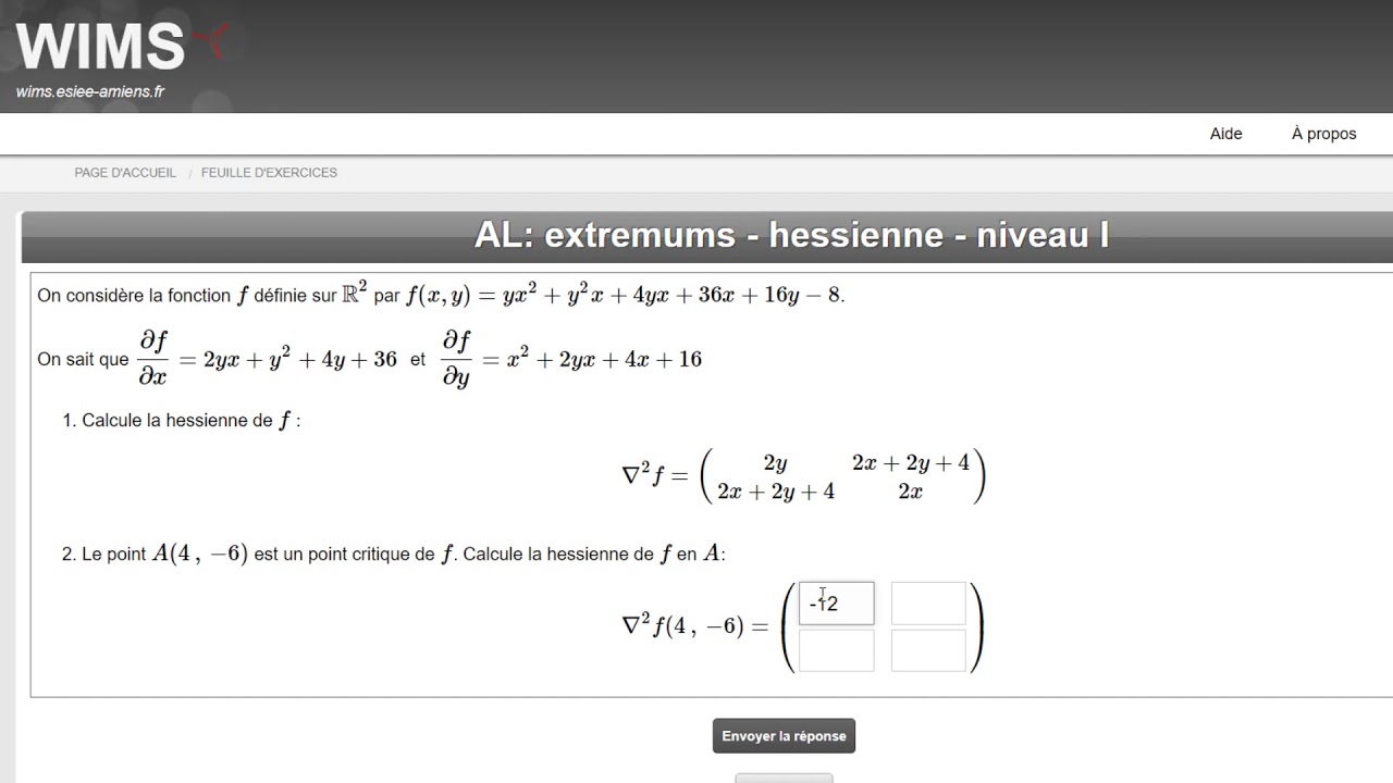 Déterminer les extremums d'une Hessienne - YouTube