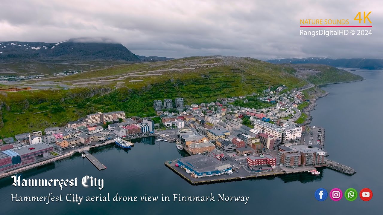 Hammerfest City Aerial Drone View Finnmark Norway - YouTube