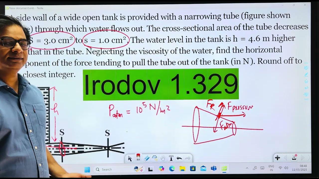 Irodov 1.329 | Fluid Dynamics | JEE Advanced Must-Watch Problem | Bernoulli’s Theorem - YouTube