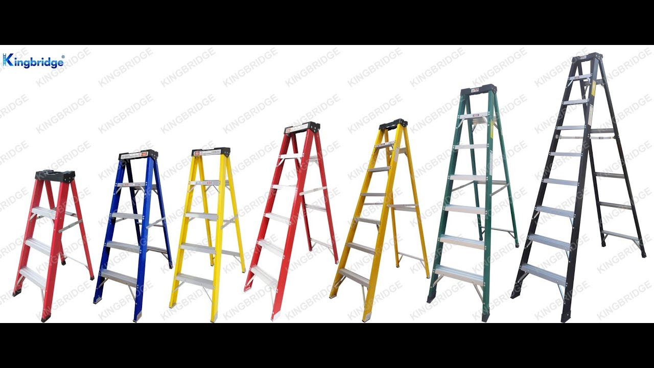 Fiberglass Single Side Step Ladder With Tool Tray Display - YouTube