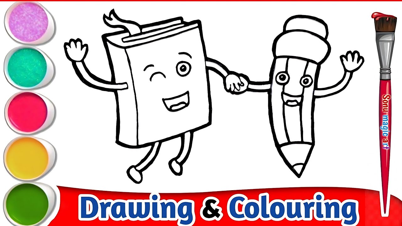 Easy drawing for kids||How to draw School supplies by Sonu magic art ...