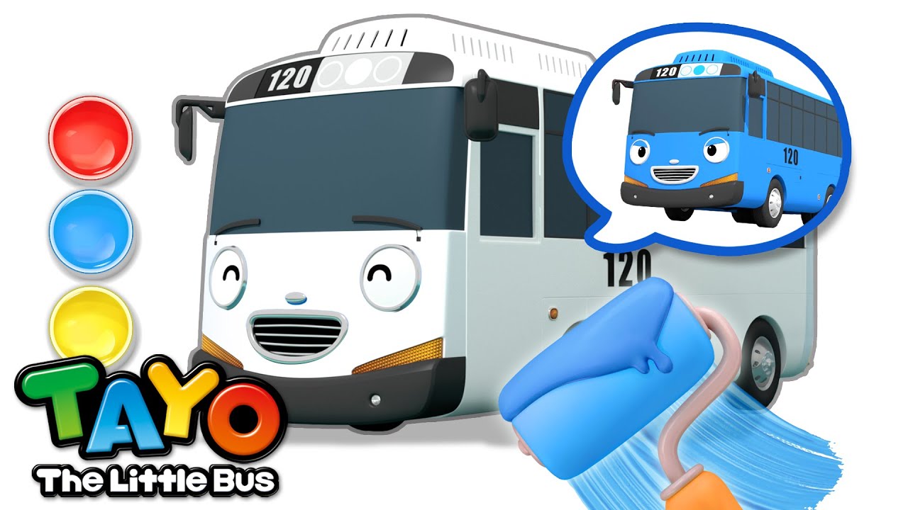 Let's paint Tayo!🌈 | Color Song for Kids | Rainbow Gas Station | Learn ...