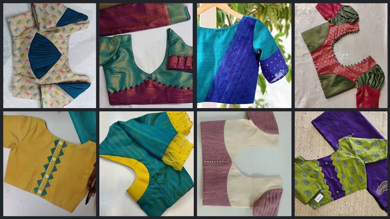 Two colour blauj dizaine//blouse back neck design//blouse Astin designs ...