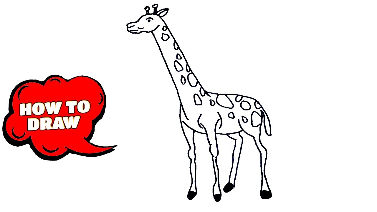 How to Draw a Giraffe | Cartoon Giraffe Drawing easy | Simple Giraffe ...
