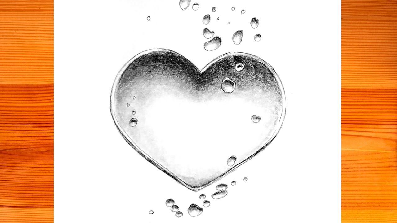 How to Draw a Bubble Heart Pencil Drawing - YouTube