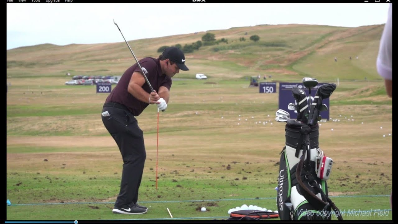 Patrick Reed Short Iron golf swing (down-the-line), ASI Scottish Open ...
