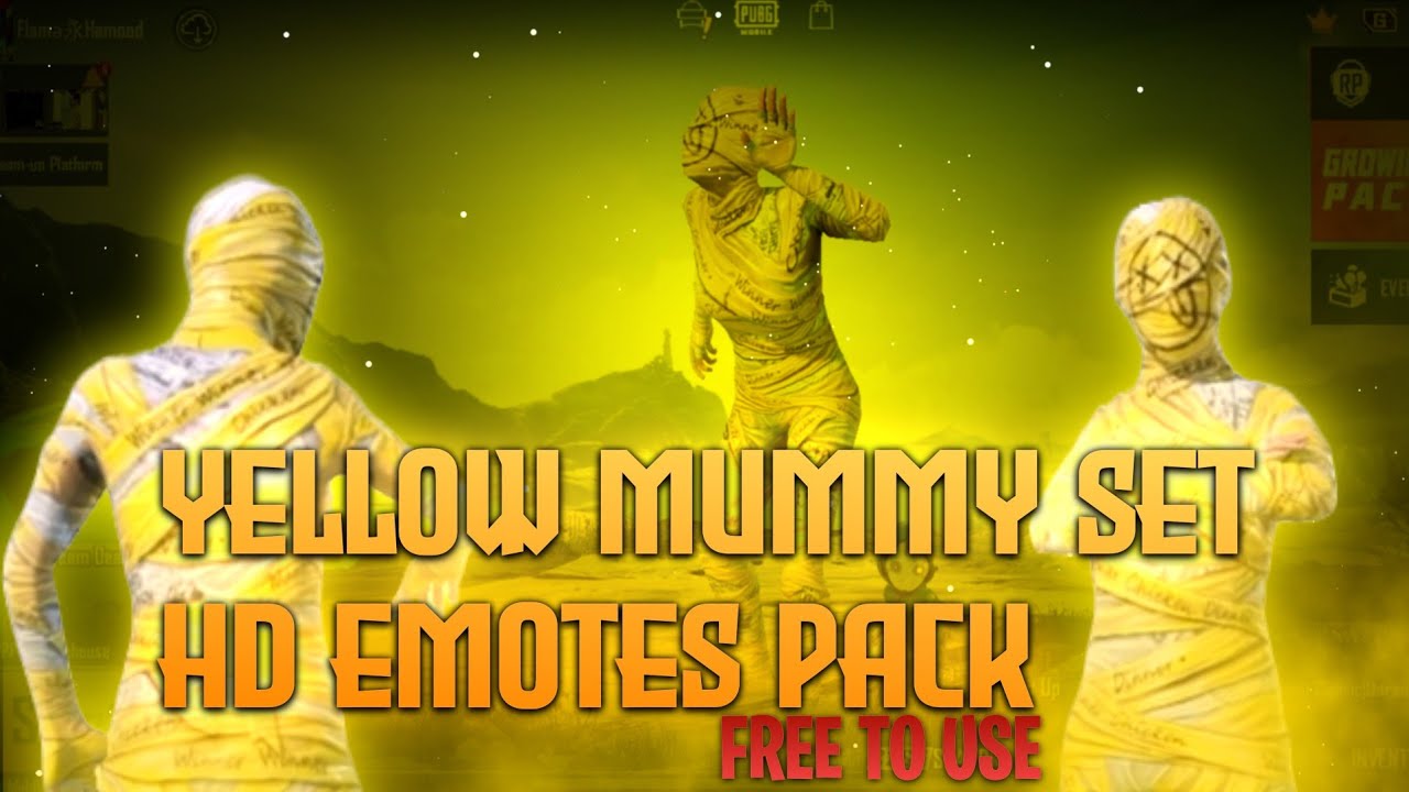 Yellow Mummy Set PUBG MOBILE EMOTE PACK - YouTube