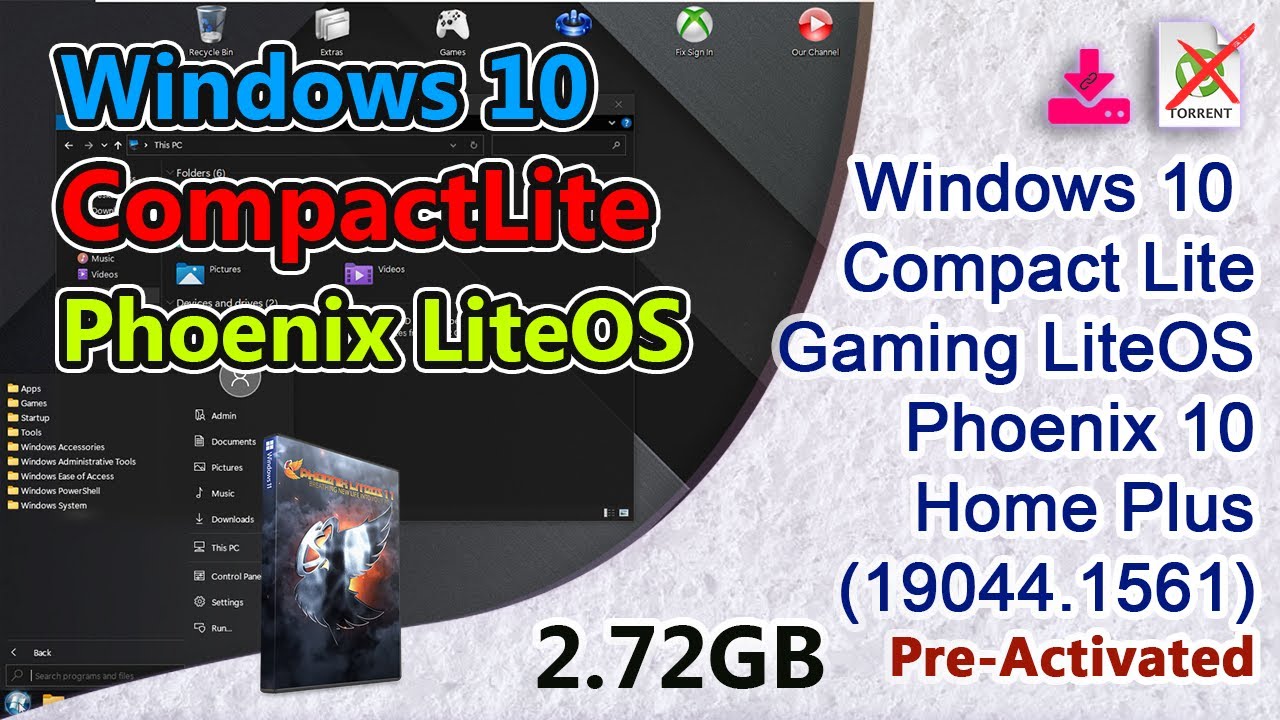 Windows 10 Compact Lite Gaming Phoenix LiteOS 10 Home Plus (19044.1561 ...