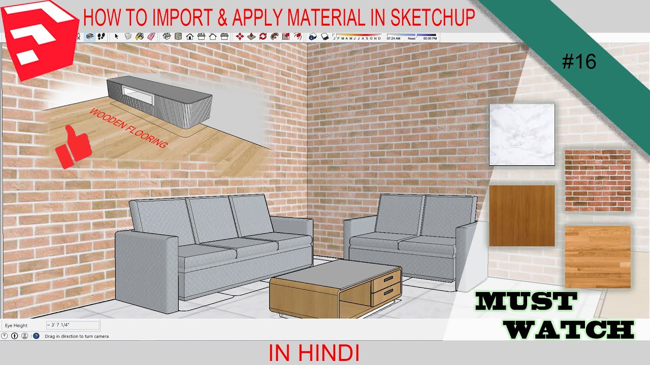 16 HOW TO IMPORT APPLY MATERIAL IN SKETCHUP IN HINDI YouTube 16 HOW TO IMPORT APPLY MATERIAL IN SKETCHUP IN HINDI YouTube