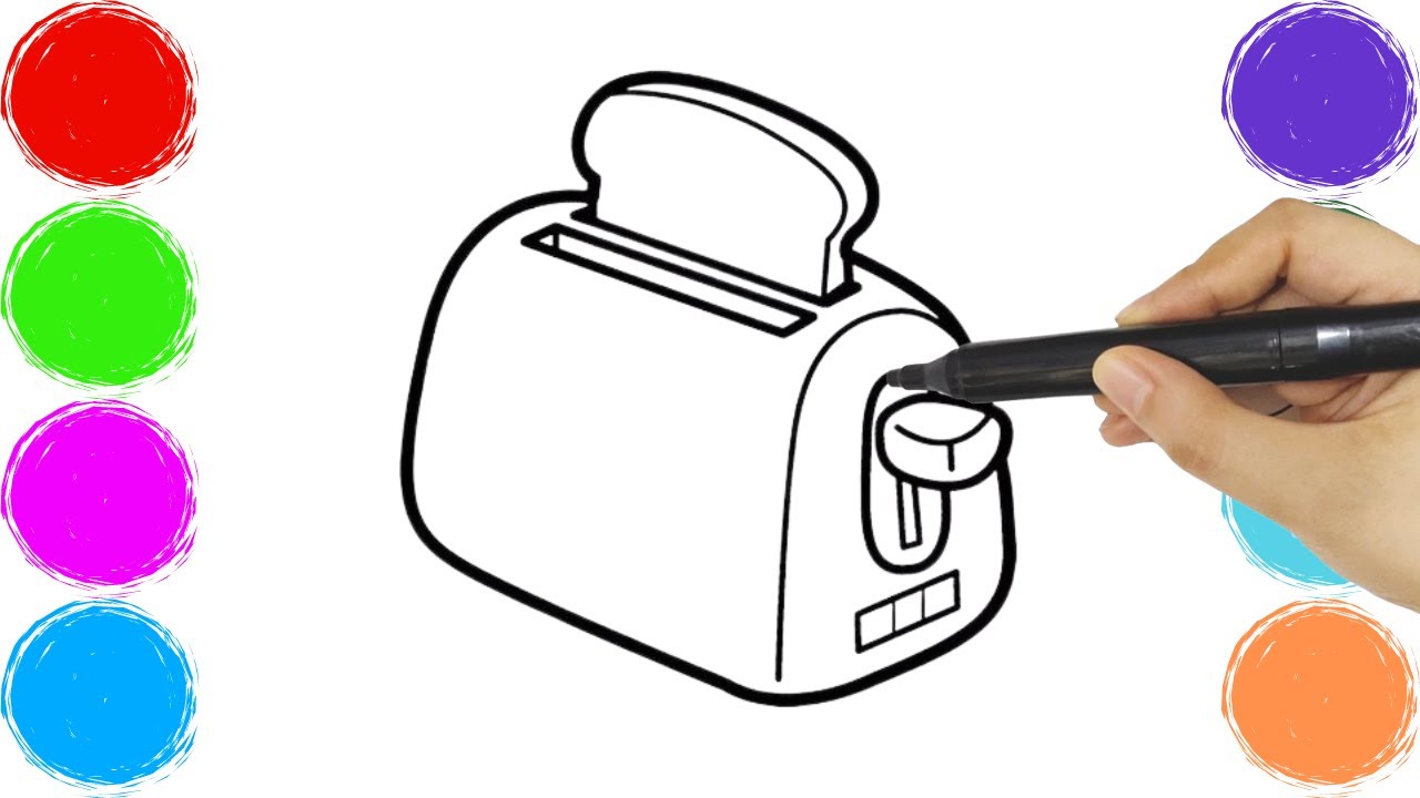 Bread Toaster Coloring, Painting, and Drawing for Kids and Toddlers 🖍️🎨 ...