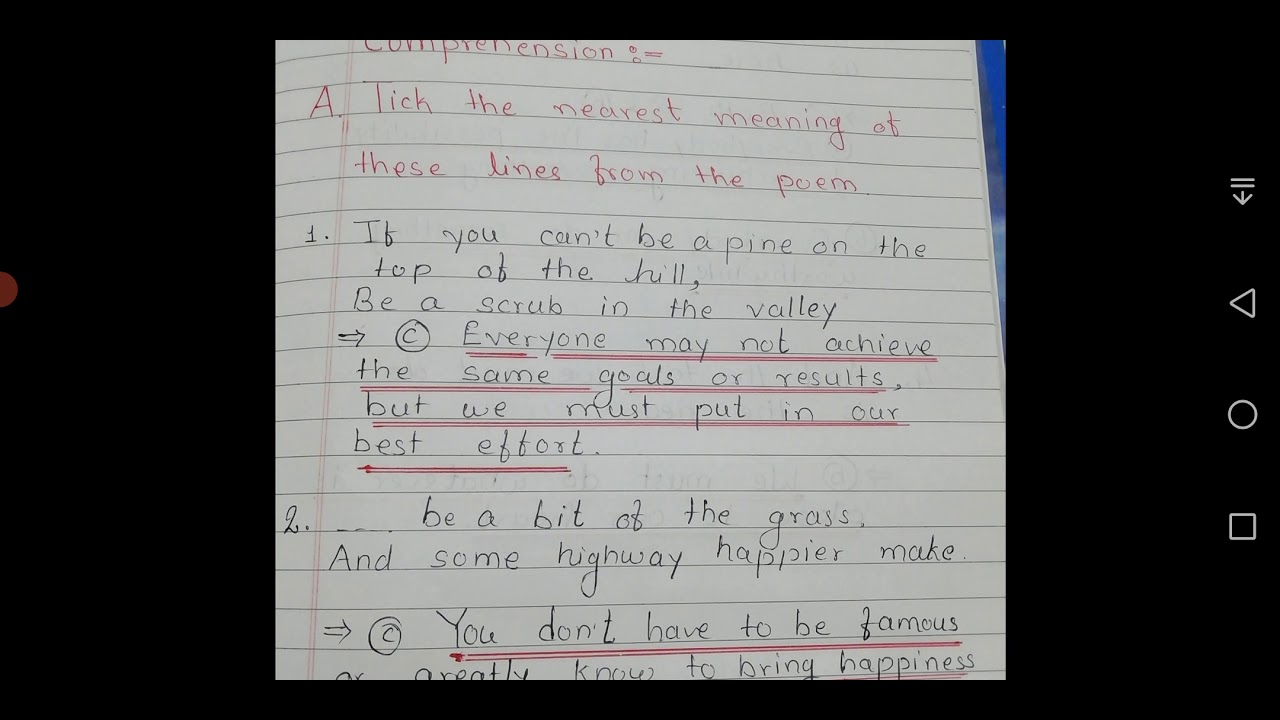 Class 6 LR, Poem 2 Be the Best, Questions and answers - YouTube
