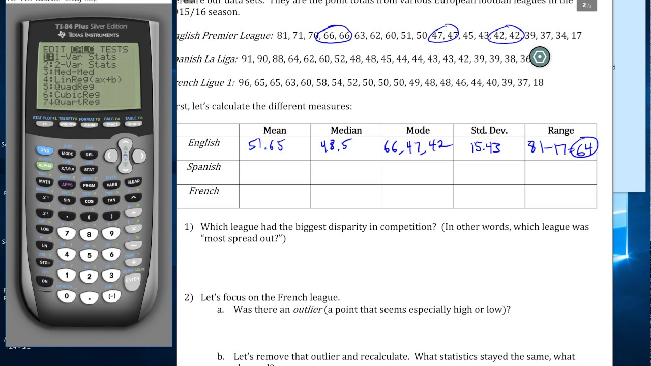 Algebra 2 - 11 - Measures of Center and Spread - YouTube