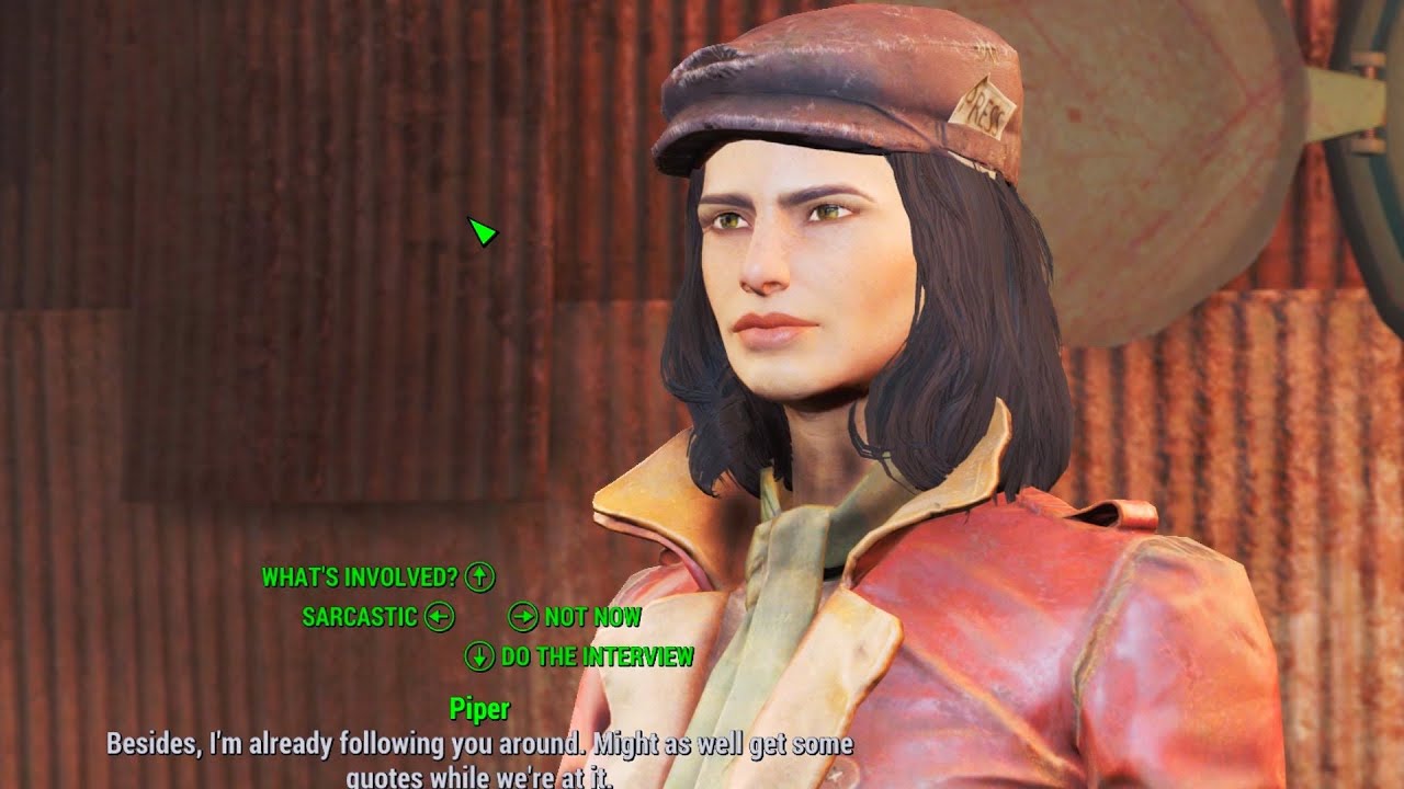 Sarcastic conversation with Piper. Fallout 4 - YouTube