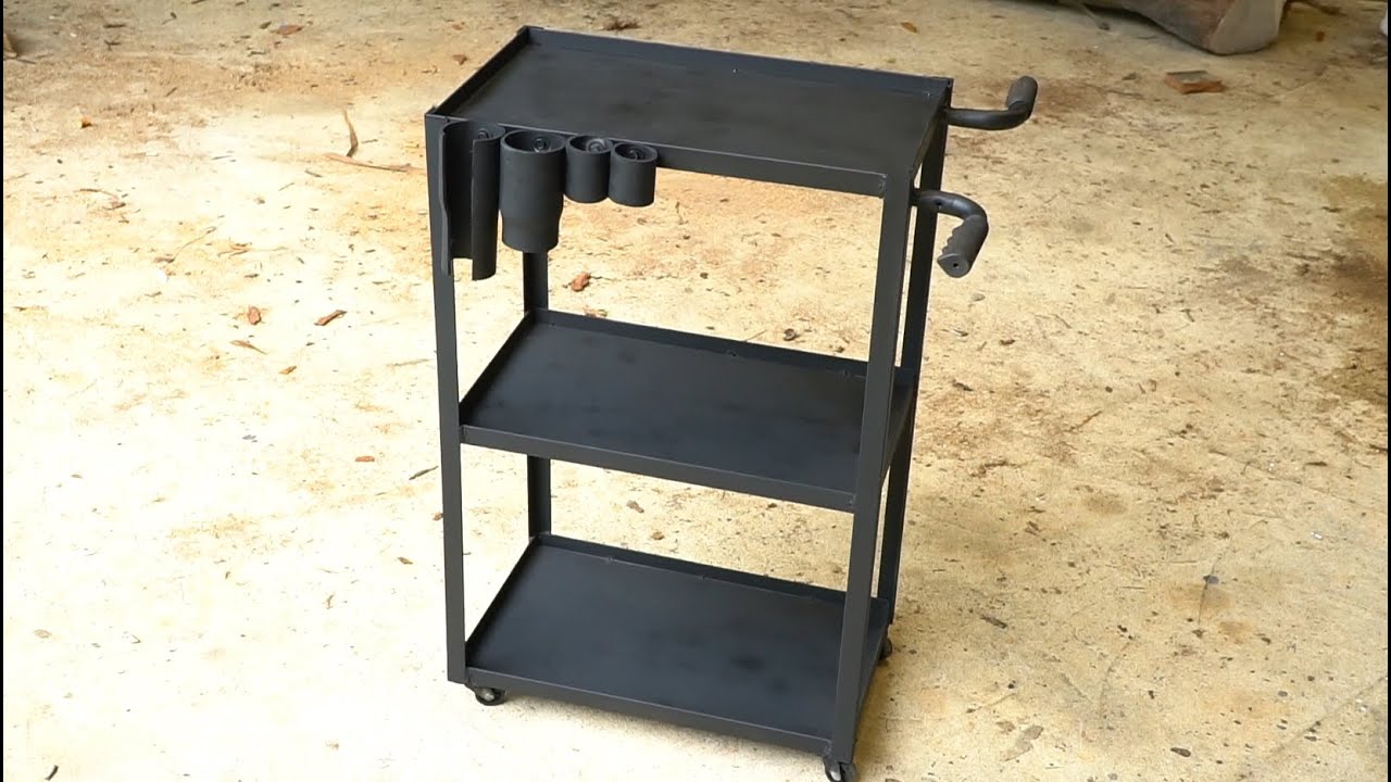 Building a welding cart out of an old freezer and angle iron - YouTube