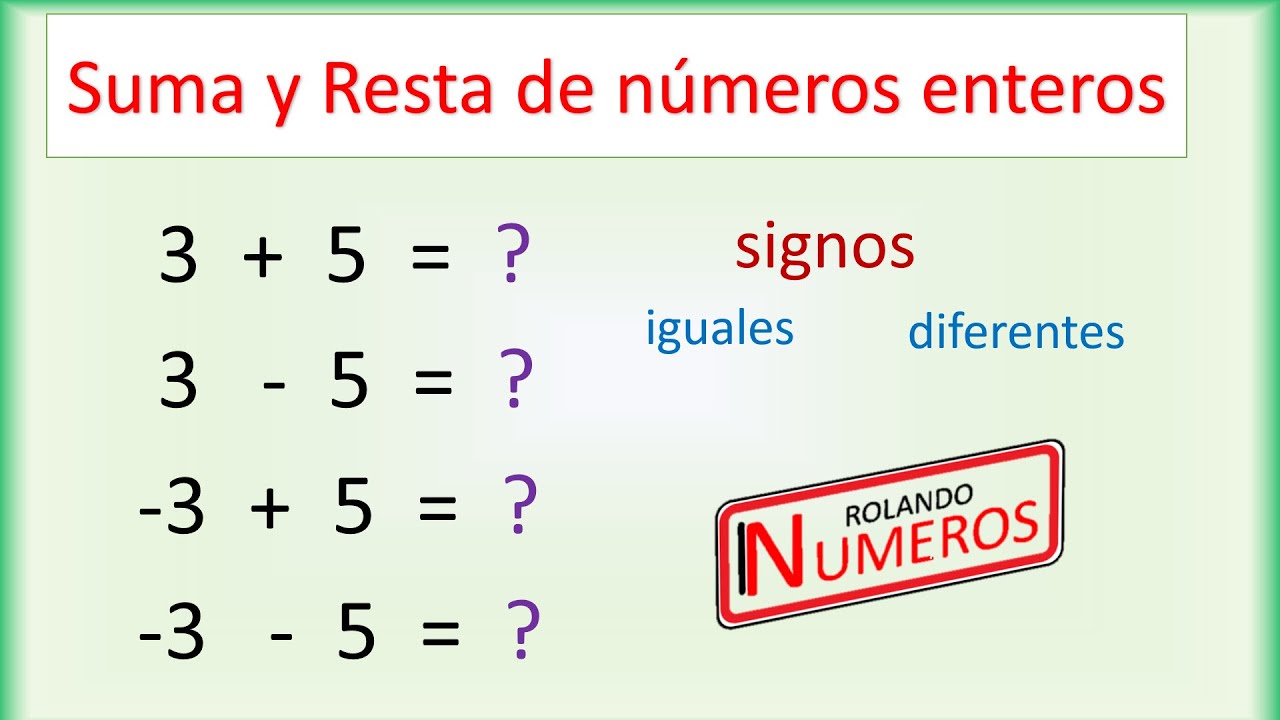 Suma y Resta de números enteros - YouTube