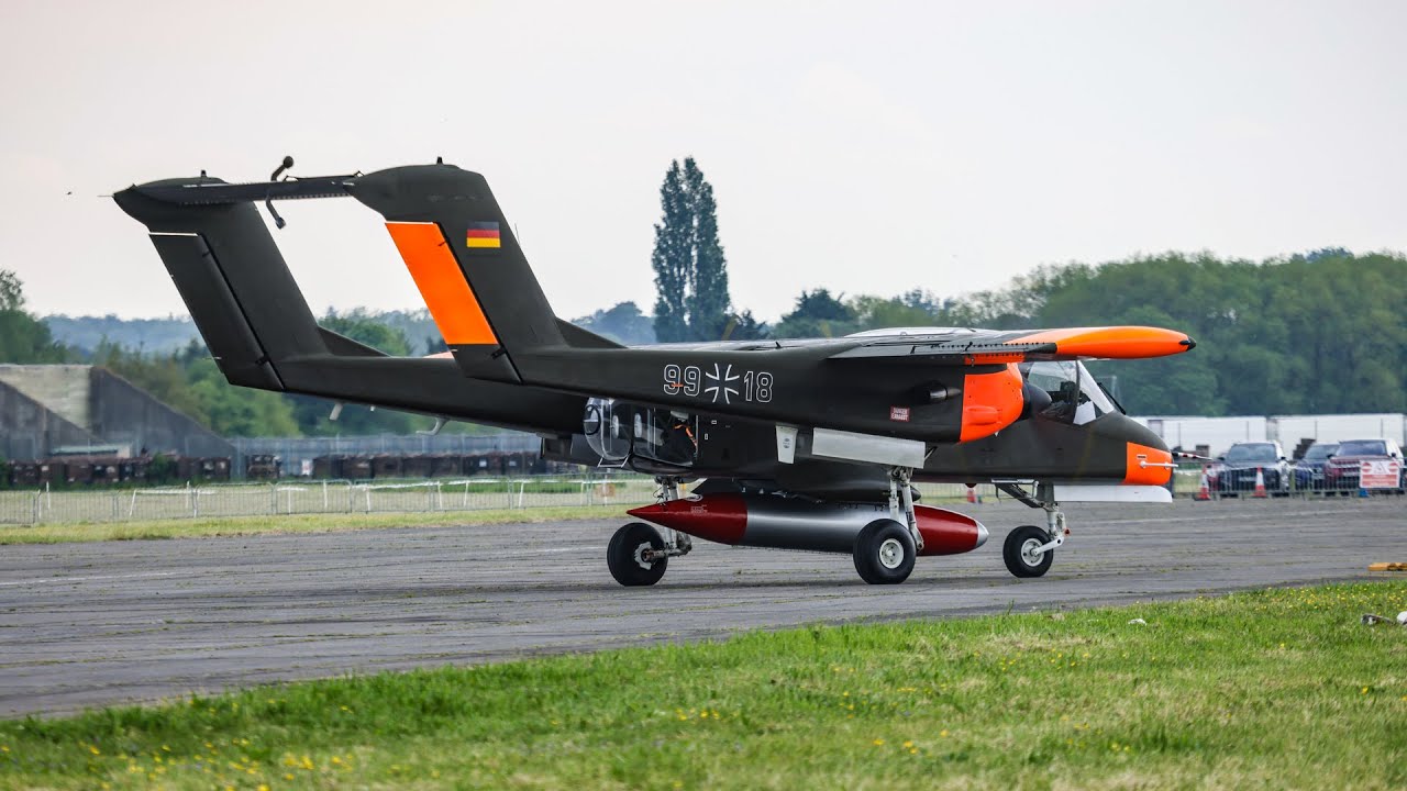 OV10 Bronco of Tony De Bruyn arrives at Abingdon for the show - YouTube