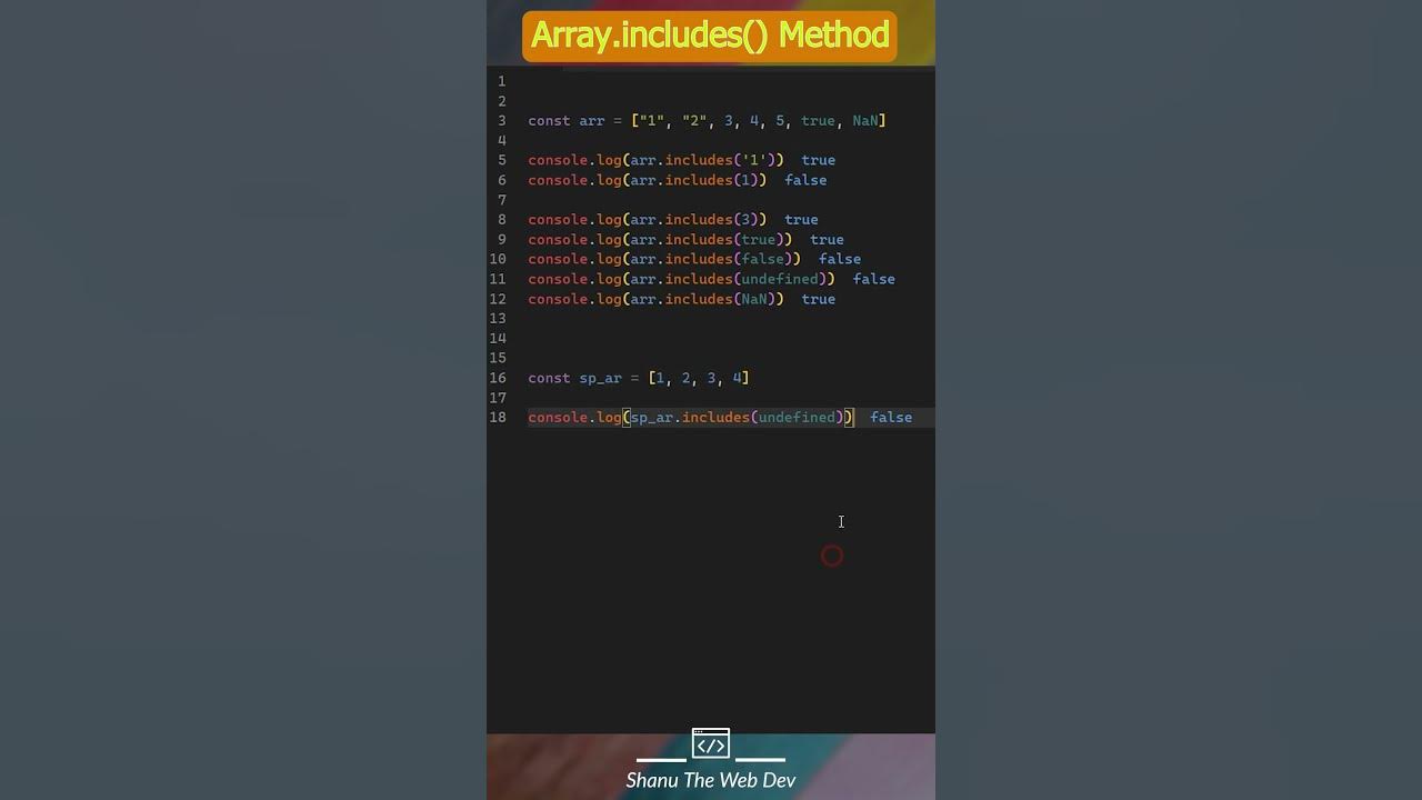 Javascript Cludes Method Javascript Js Array Arrayjavascript Includes Youtube