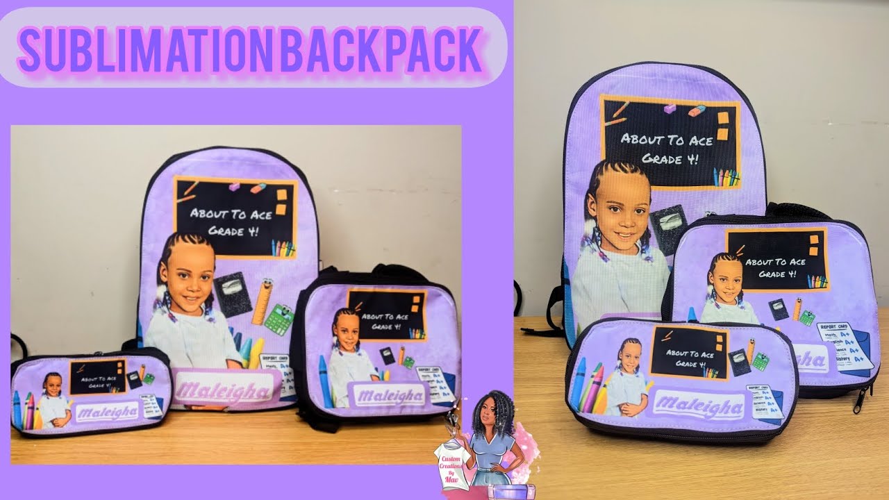 Sublimation Backpack 🎒|| Sublimation Book Bag || Lunch bag || pencil ...