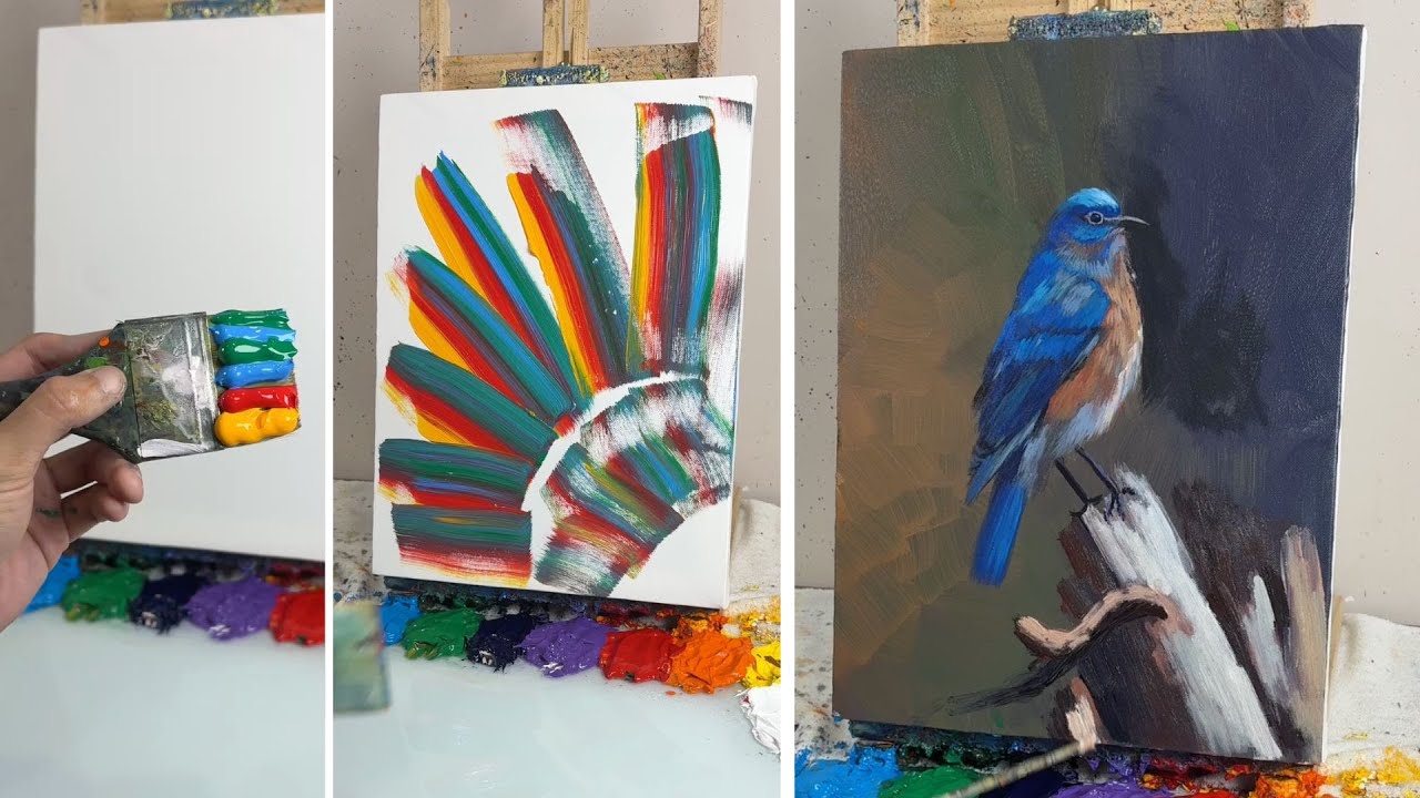 How to Paint a Bluebird in Acrylic | Realistic Bird Painting Tutorial ...
