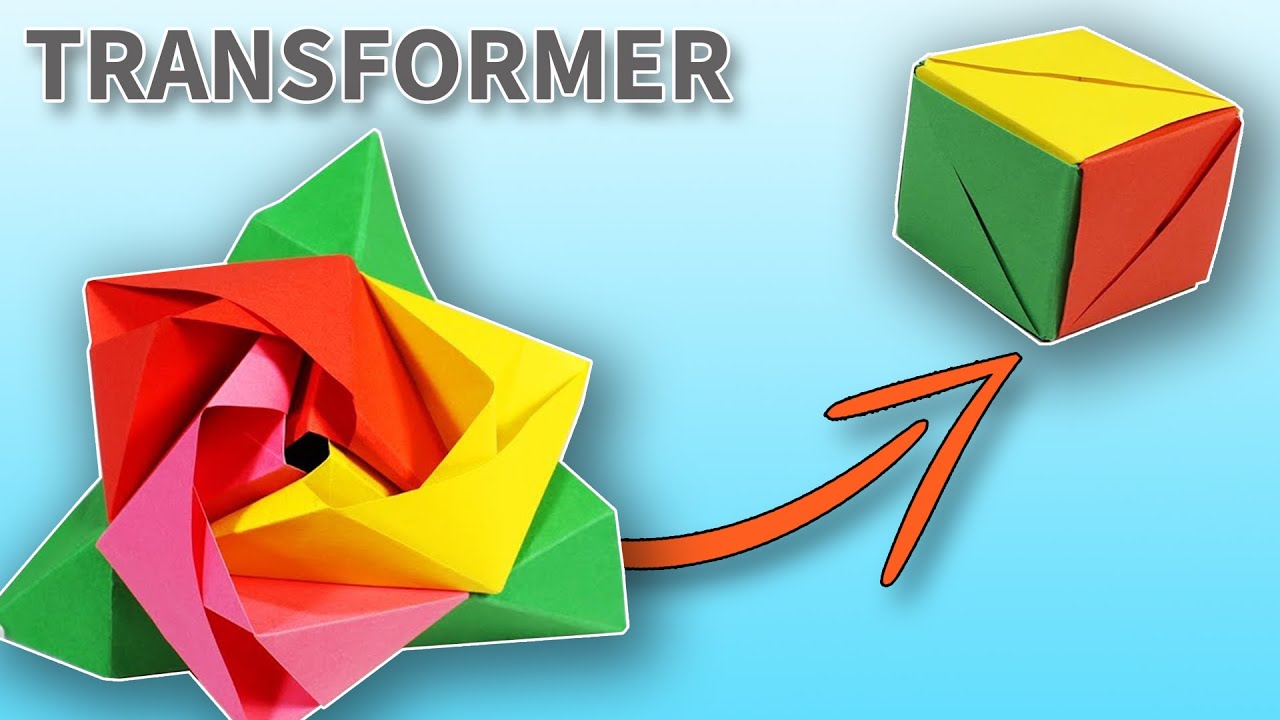 Origami cube that turns into a rose flower / Paper craft - YouTube
