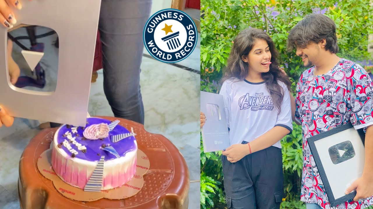Cake Cutting With play Button 🤪 | 100K Special 🥰 | Silver Play button ️ Unboxing | | vishu aly ...