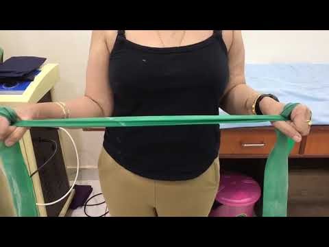 Theraband strengthening for shoulder (external rotation) - YouTube