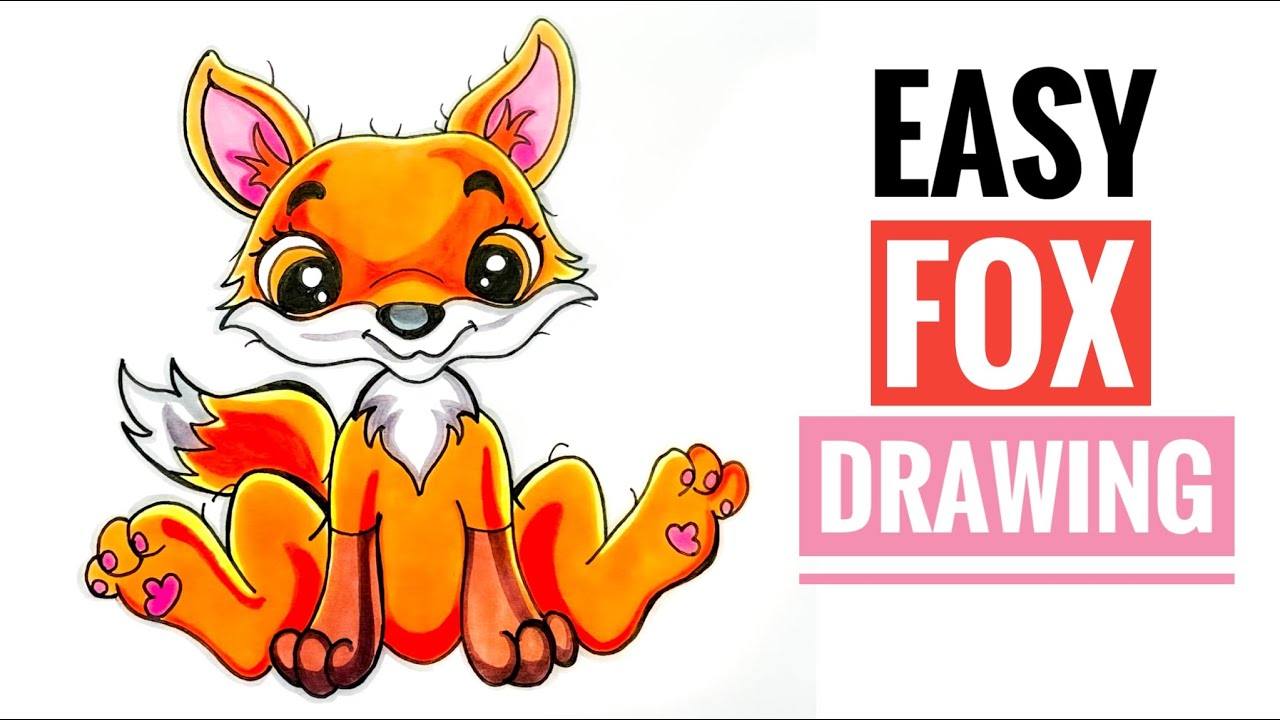 Easy Fox Drawing || Ohuhu Marker Pen Drawing || How To Draw Fox ...