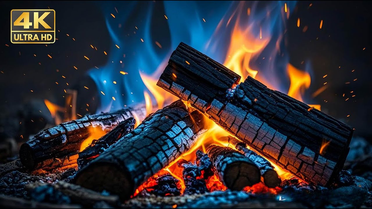 Night Campfire with Hypnotic Flames 🔵🟠 | Mesmerizing Fireplace Ambience ...