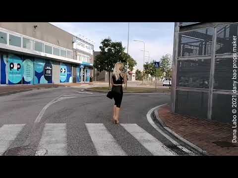 DANA LABO - MY SUPER BLONDE WIFE WALK IN LEATHER BOOTS HIGH HEELS AND RUBBERIZED LEGGINGS