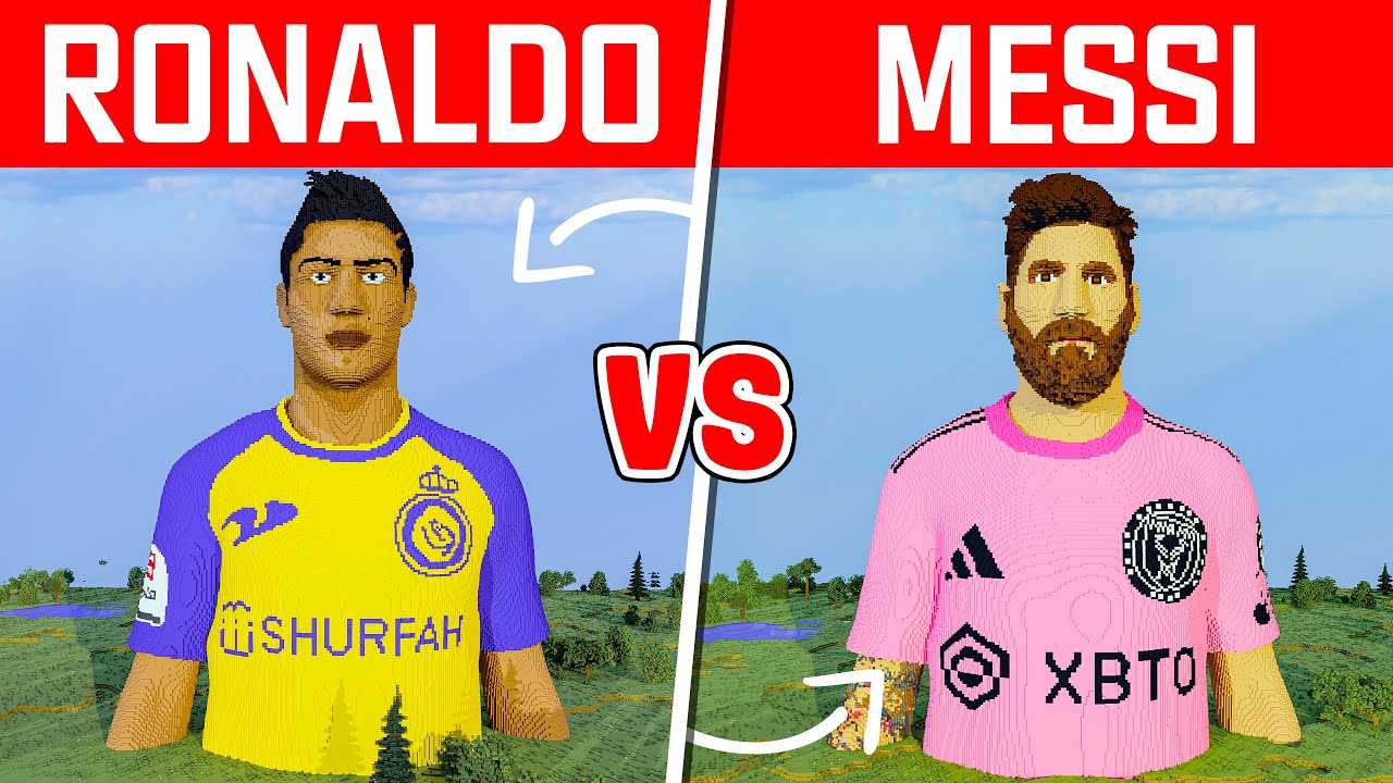 Epic Minecraft Battle: MESSI vs RONALDO in a Minecraft Statue House ...