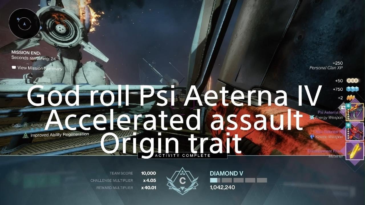 Destiny 2 god roll Psi Aeterna IV accelerated assault origin trait ...