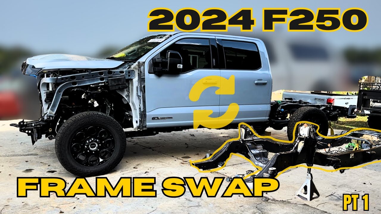 Wrecked 2024 F250 Frame Swap - YouTube