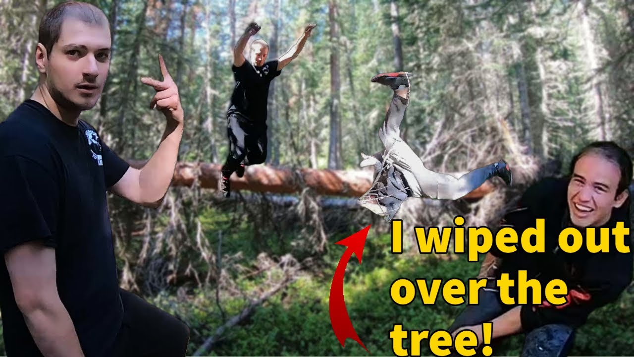 Kong vaults over tree stumps-Parkour training in the woods/forest ...