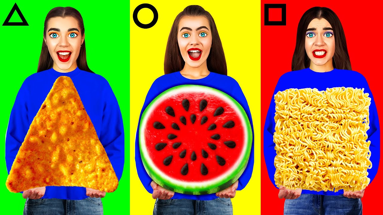 GEOMETRIC SHAPES FOOD CHALLENGE #4 | Eating Funky & Gross Impossible ...
