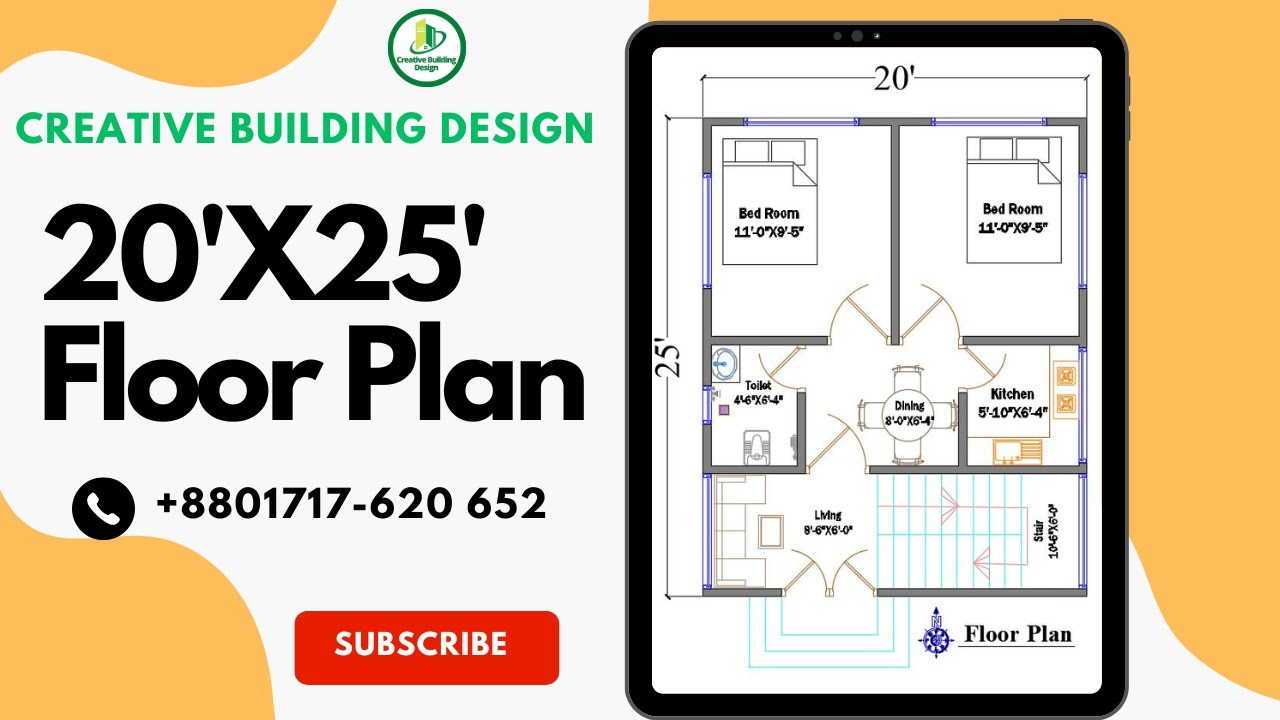 20'x25' House Plan I 500 sft Floor Plan I Small Floor Plan. - YouTube