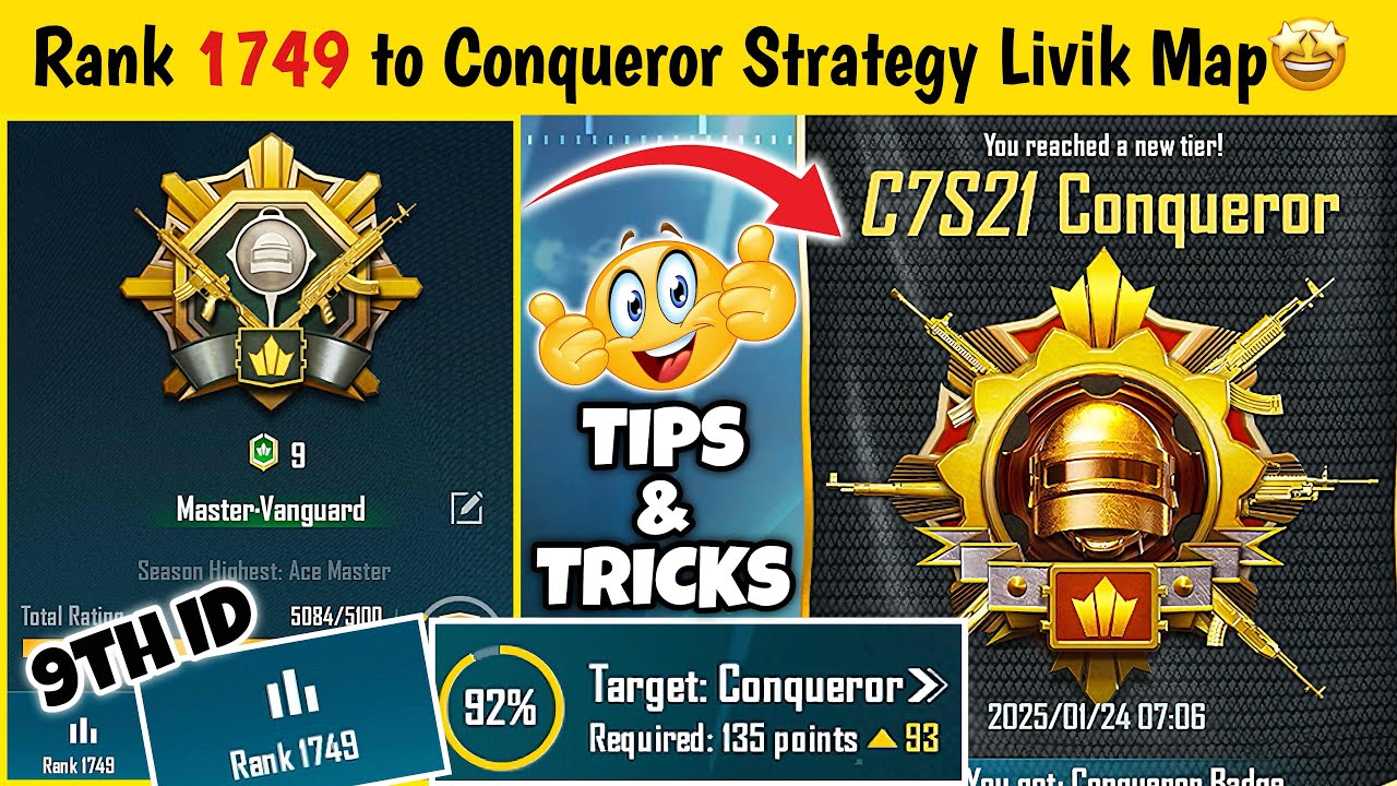 🇮🇳DAY 36 - 9TH 🆔 RANK 1749 TO CONQUEROR LIVIK MAP🤩 | SOLO CONQUEROR ...