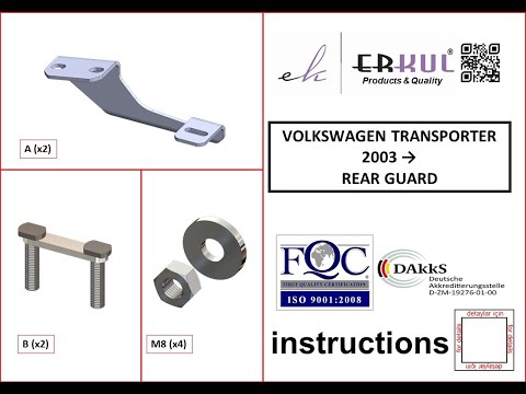 volkswagen transpoter 2003+ rear step installation / arka koruma montajı