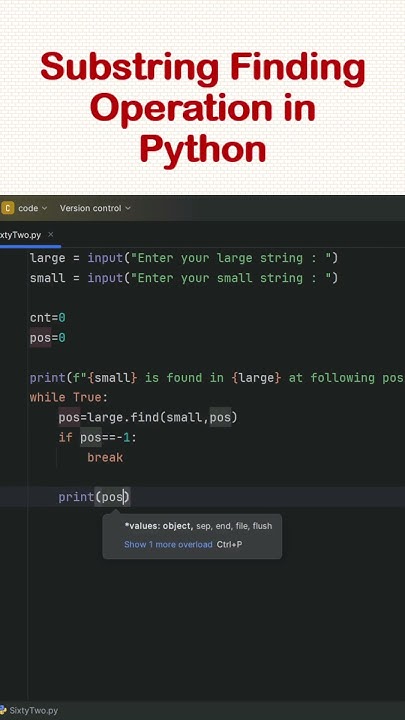 Substring Finding Operation in Python #coding #shorts #shortvideo #youtubeshorts #shortsfeed ...