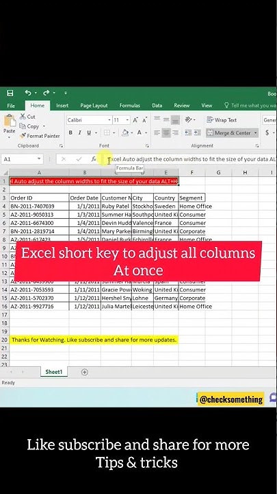 Auto resizing of all column in Microsoft Excel | #shorts #viral #excel - YouTube