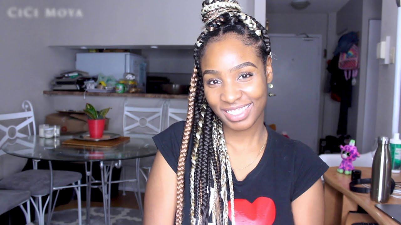 EASY JUMBO BOX BRAIDS *DETAILED* WITH ELASTICS (RUBBER BANDS METHOD ...